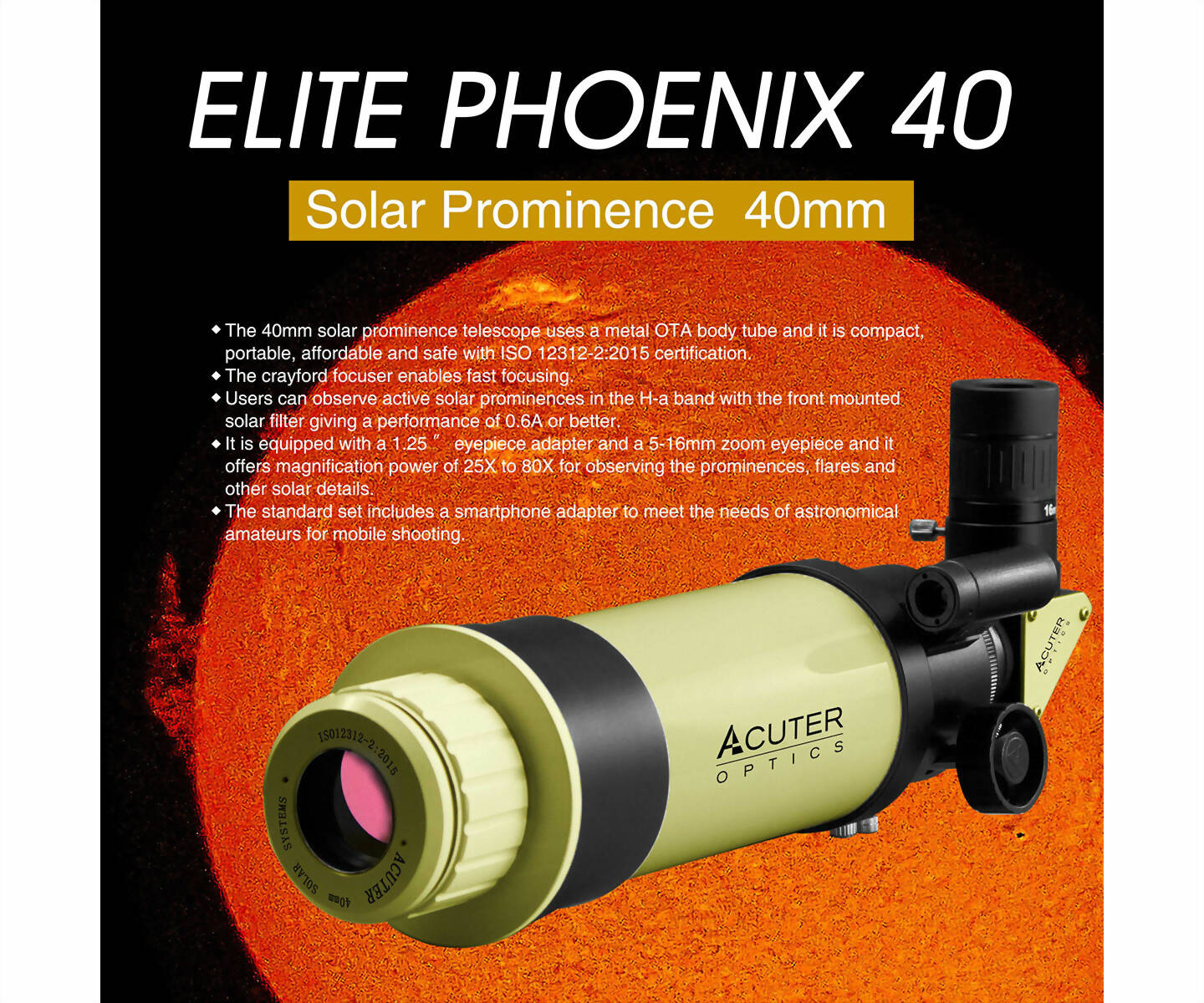 Teleskop-Express: Acuter Elite Phoenix 40 H-Alpha Sonnenteleskop-10988
